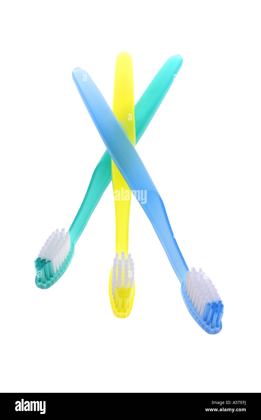 Toothbrushes cut out on white background Stock Photo - Alamy
