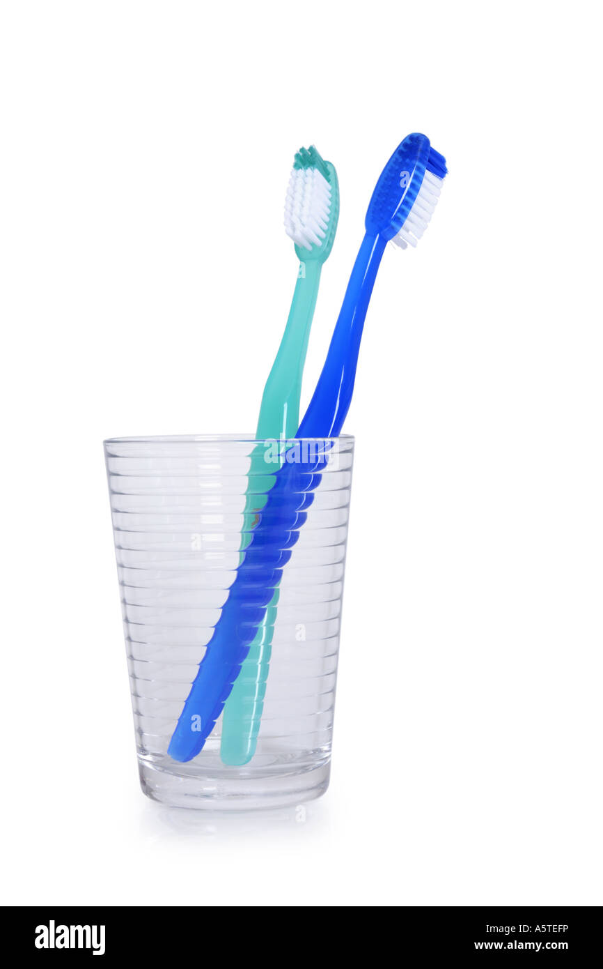 Two Toothbrushes cut out on white background Stock Photo - Alamy
