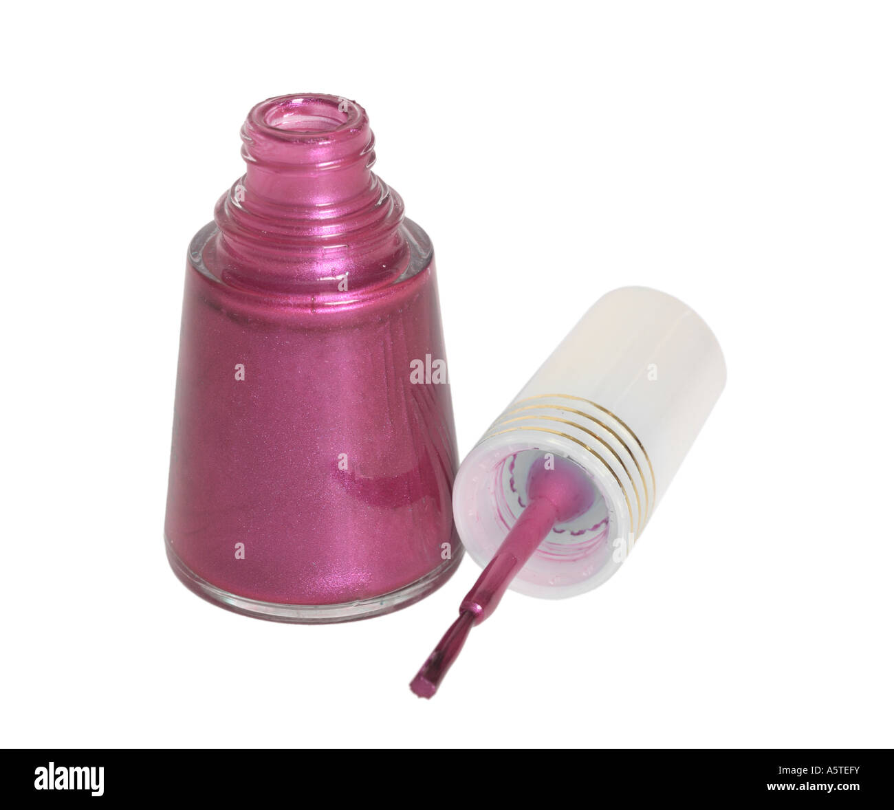 Pink Fingernail Polish cut out on white background Stock Photo - Alamy