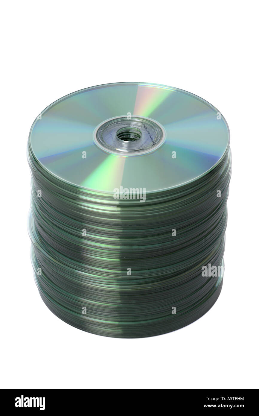 Stack of Disks cut out on white background Stock Photo - Alamy