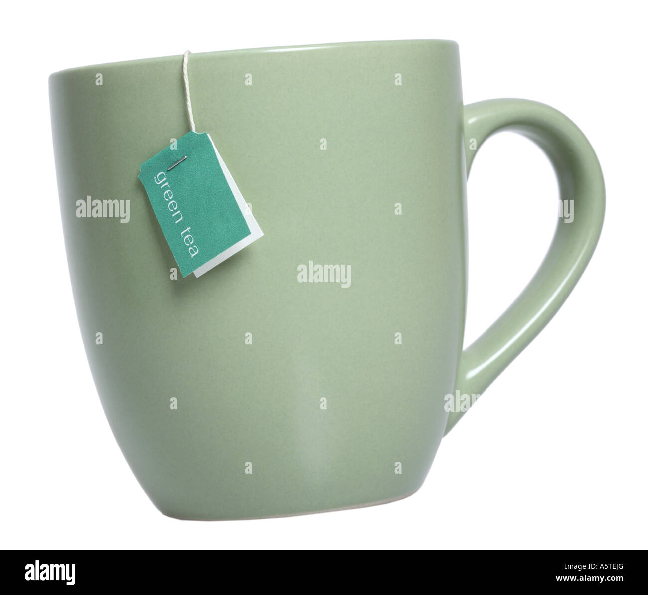 Green Tea Cup cut out on white background Stock Photo - Alamy