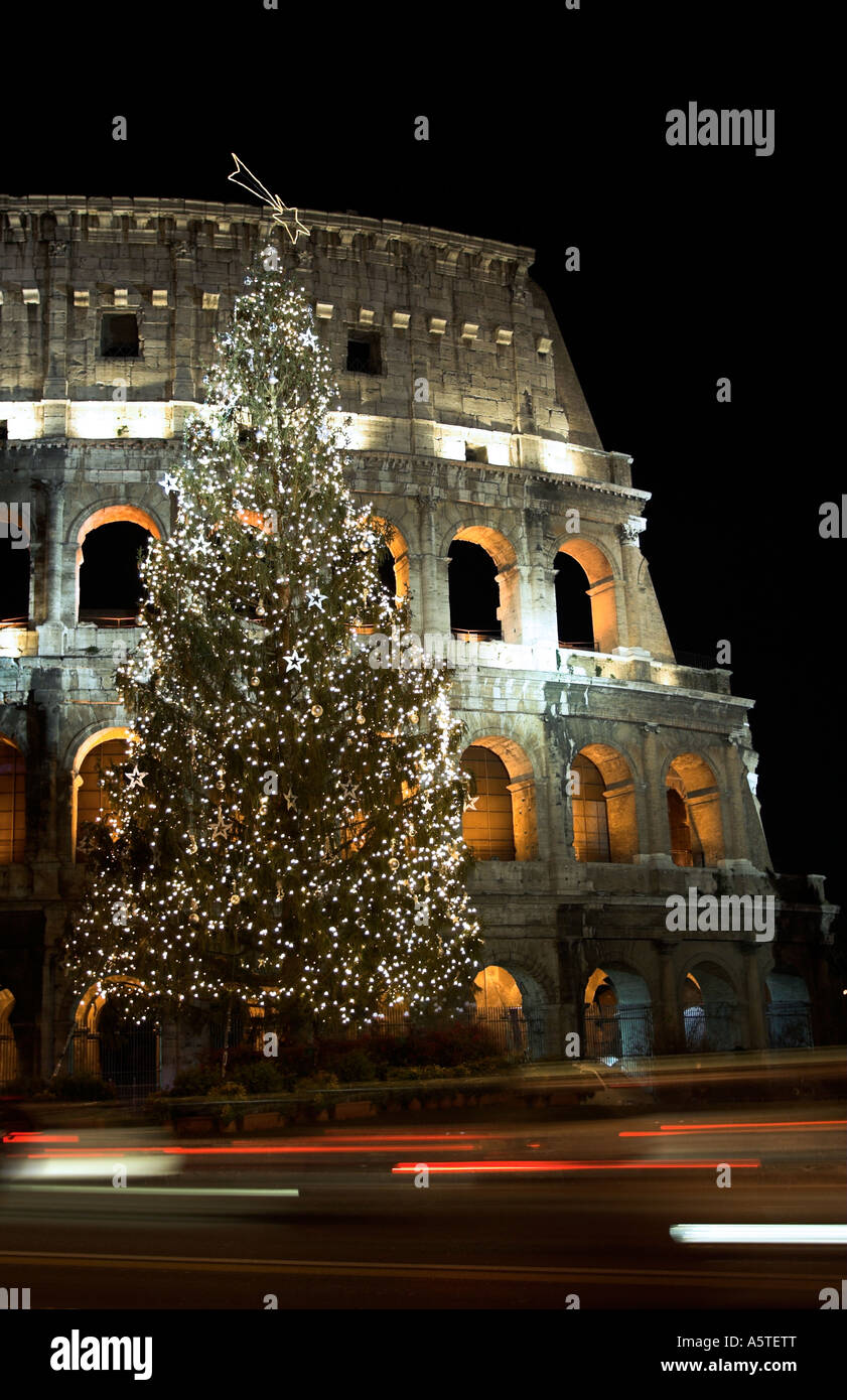 Christmas tree outside the Colosseum in Rome Stock Photo - Alamy