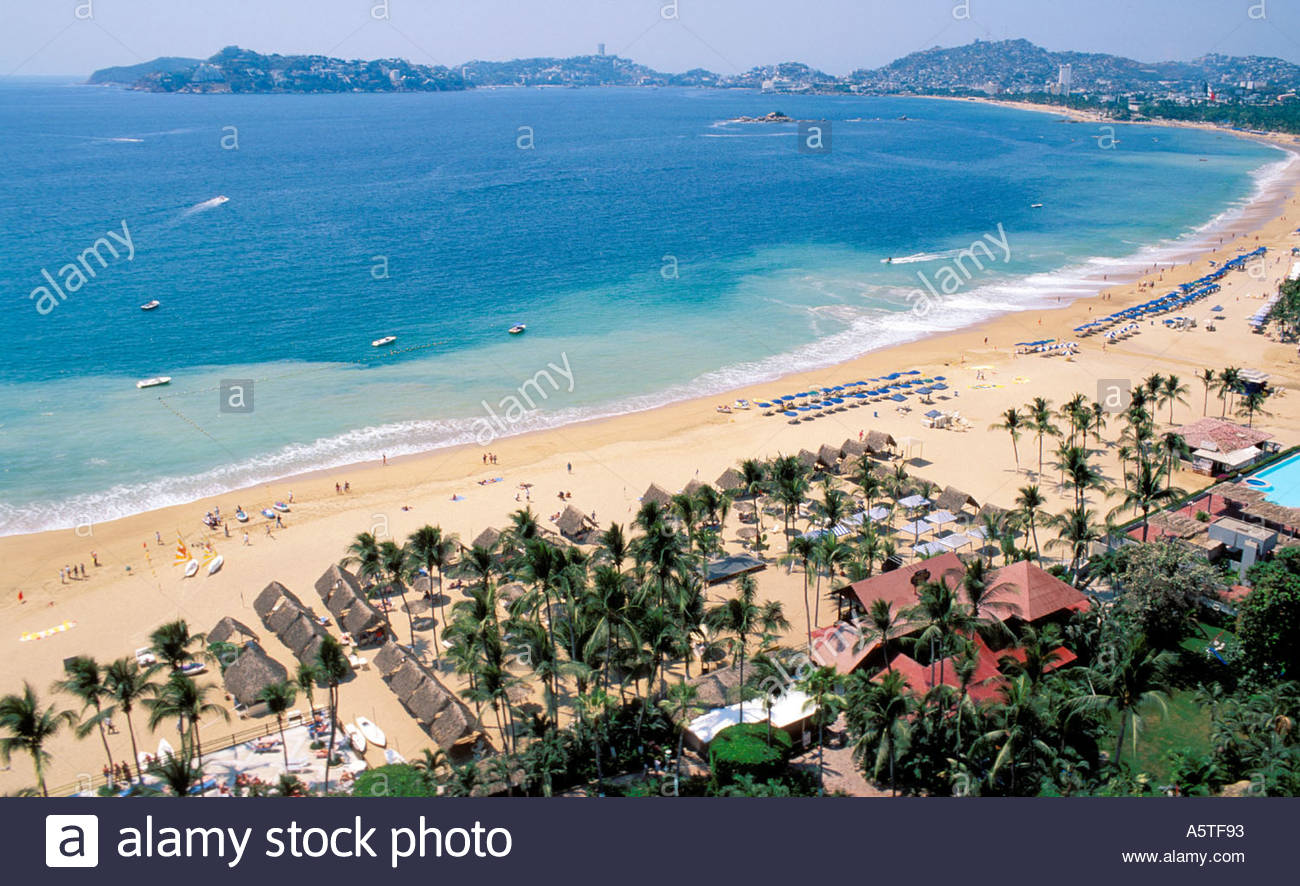 Aerial view of pool and beach. (Acapulco, Mexico Stock Photo: 2117522 ...