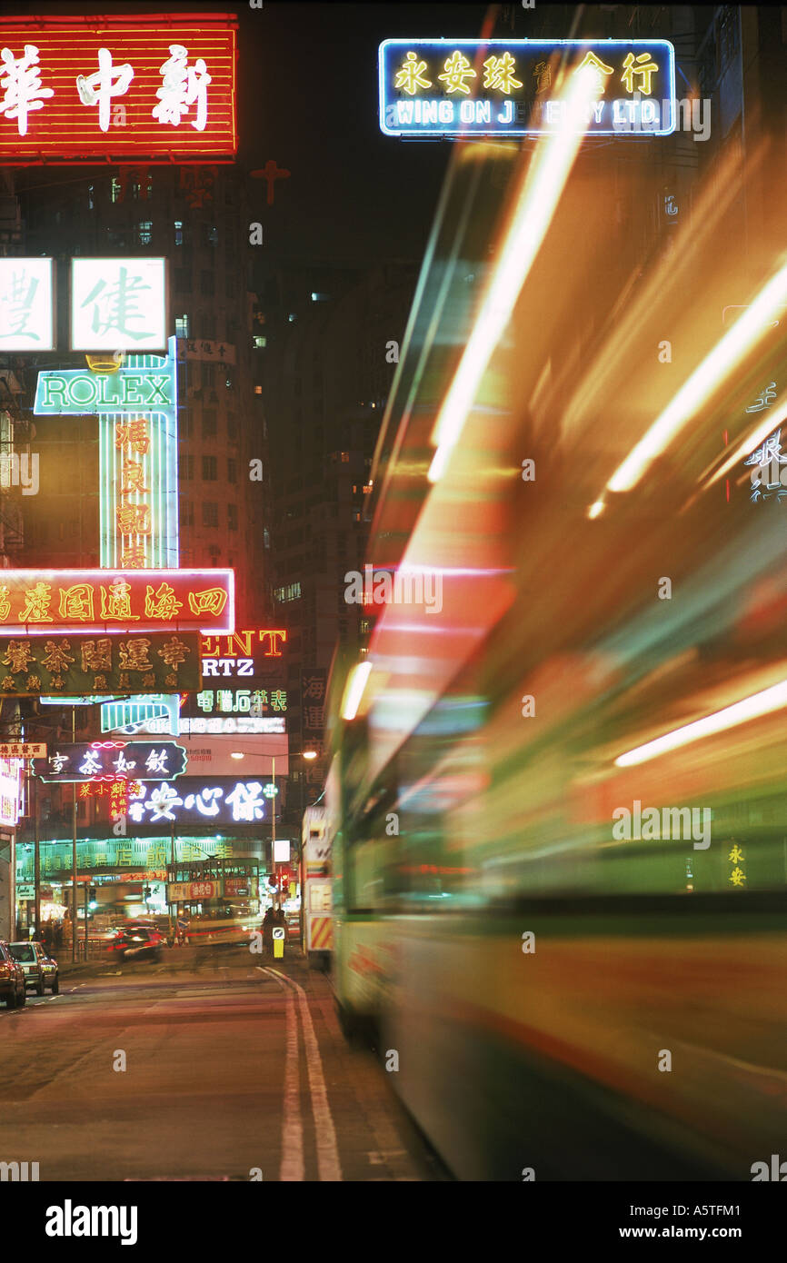 Trams and traffic at night on Hennessy Raod in Causeway Bay Hong Kong Stock Photo - Alamy