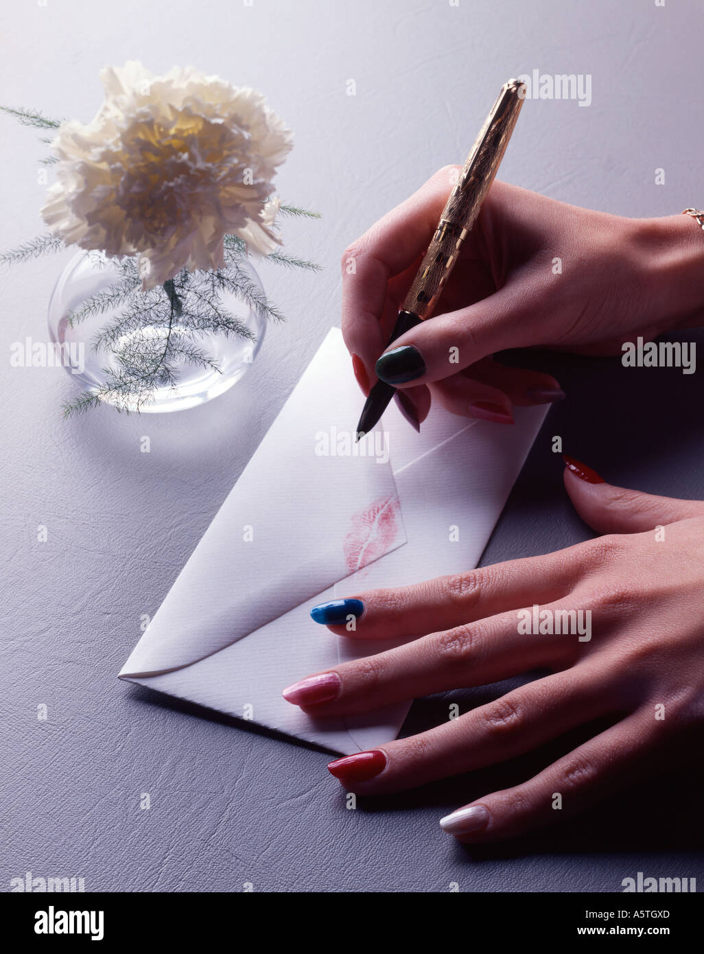 Writing a Letter, Sealed with a Kiss Stock Photo - Alamy