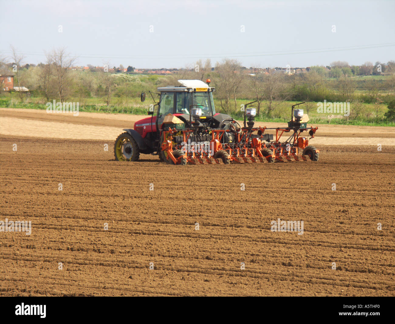 Tractor ploughing Suffolk Sandlings Wantisden Suffolk England Stock ...