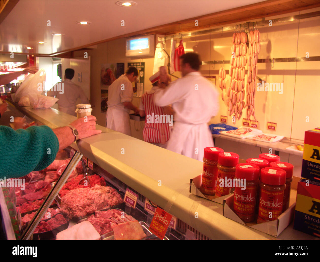 Shop window traditional butcher shop Wickham Market Suffolk England ...