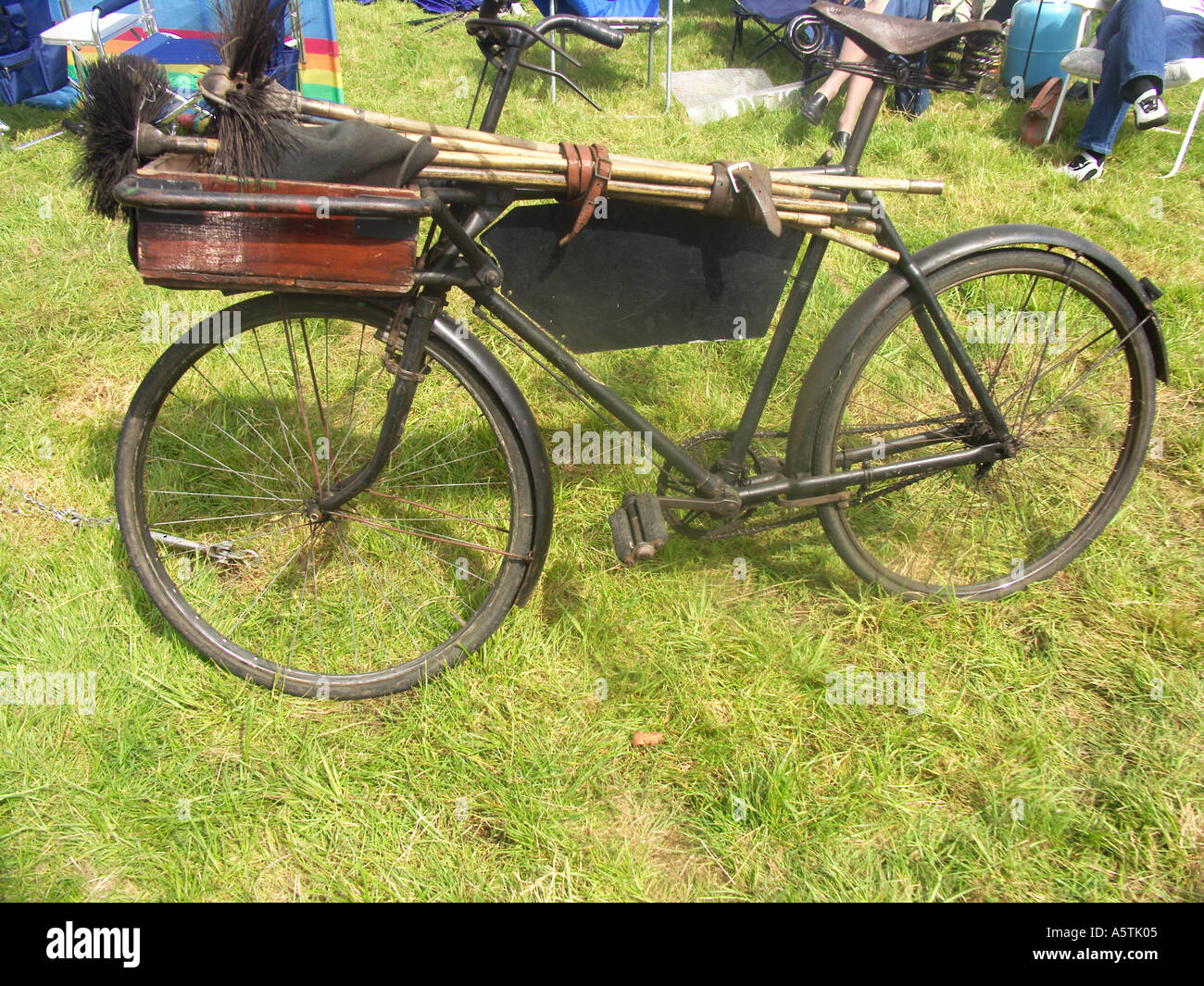 Old fashioned bicycle with chimney sweep equipment Stock Photo - Alamy