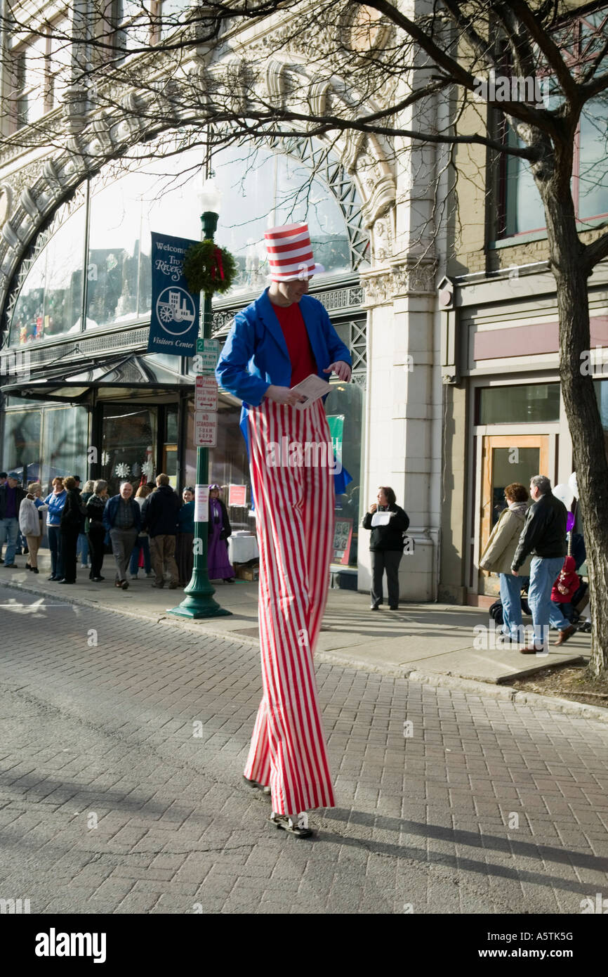 Uncle Sam on stilts at annual Victorian Stroll Troy New York Rensselaer ...