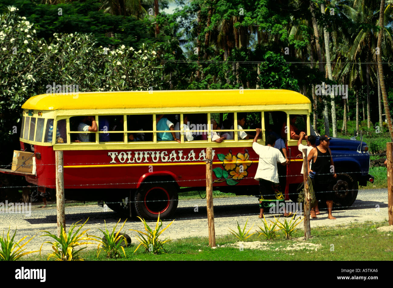 Colorful bus Western Samoa Stock Photo - Alamy