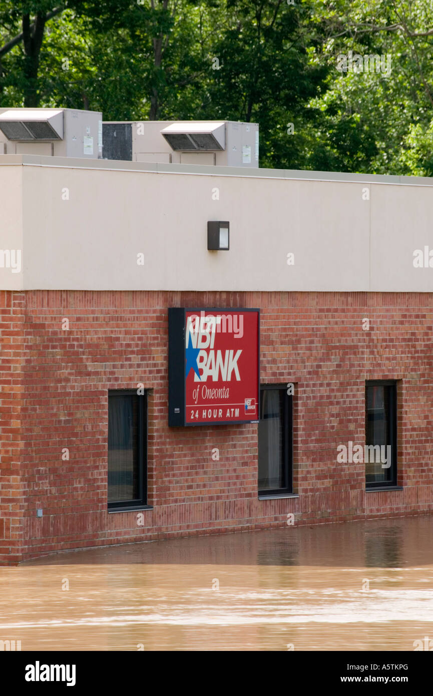 Flooding of Susquehanna River in commercial district Oneonta New York ...
