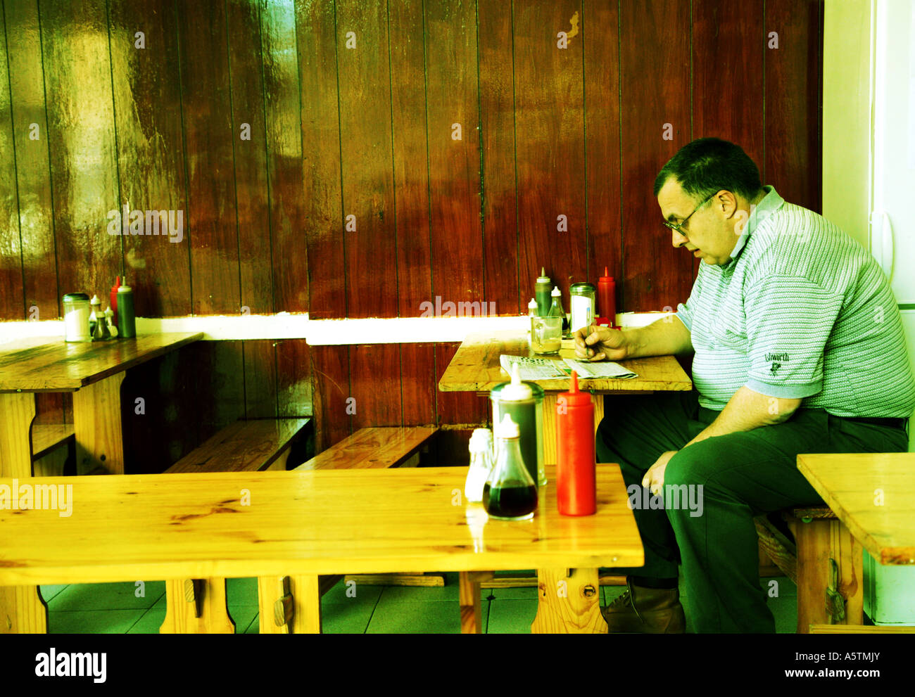 man in transport cafe Stock Photo - Alamy