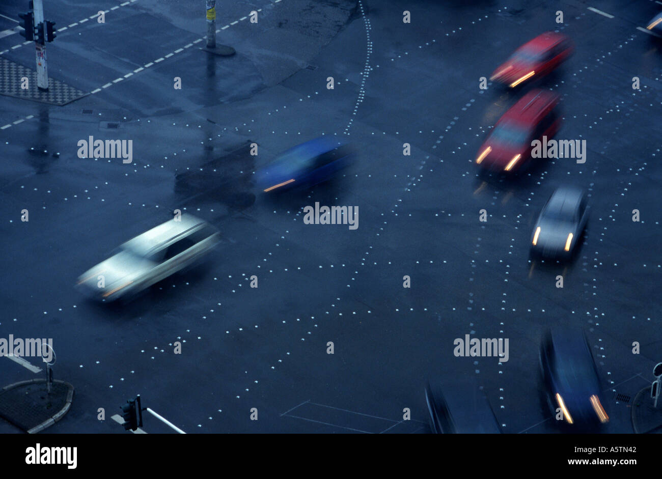 traffic in a crossroads Stock Photo - Alamy