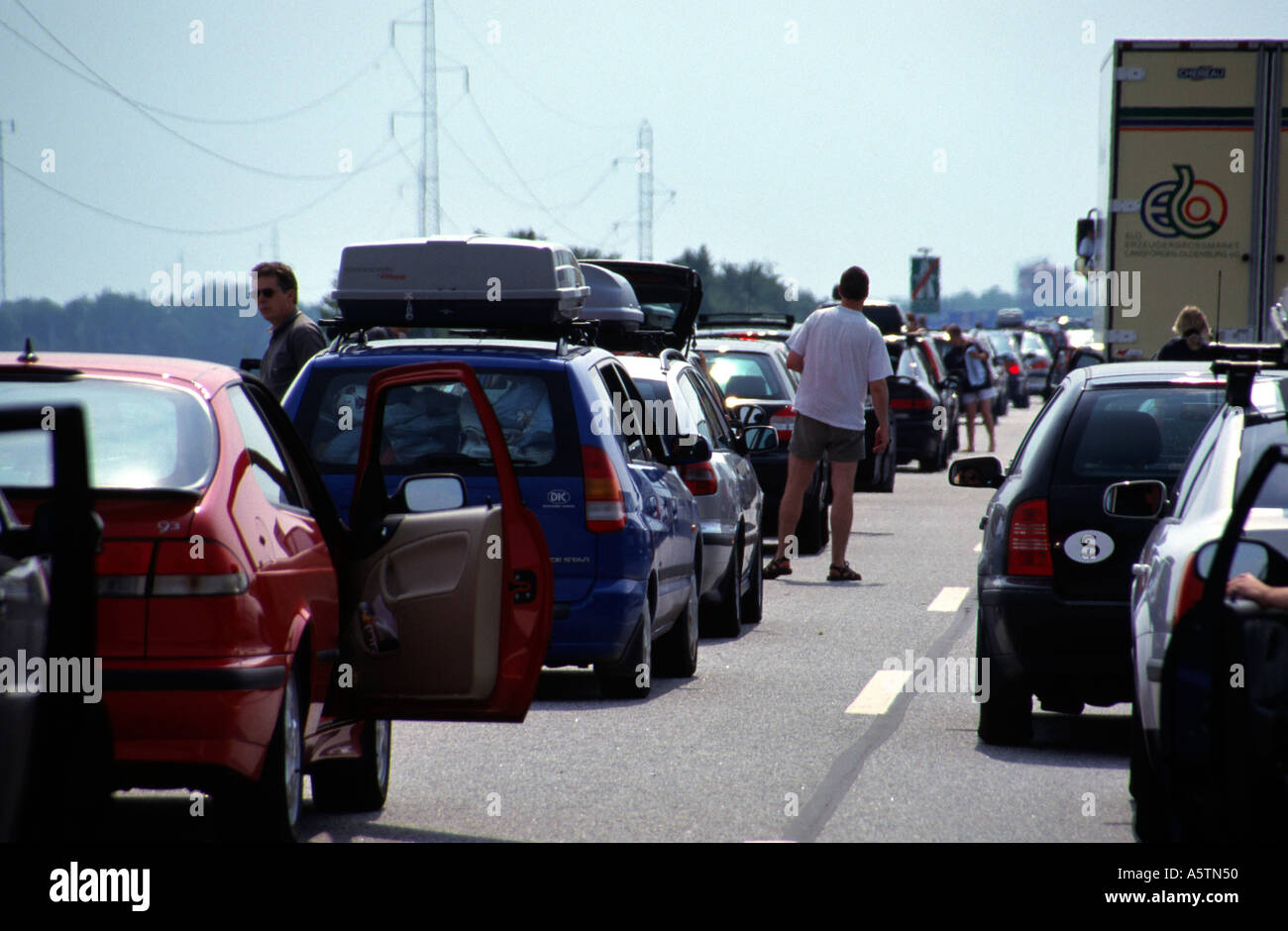 traffic jam in summer heat on the motorway Stock Photo - Alamy