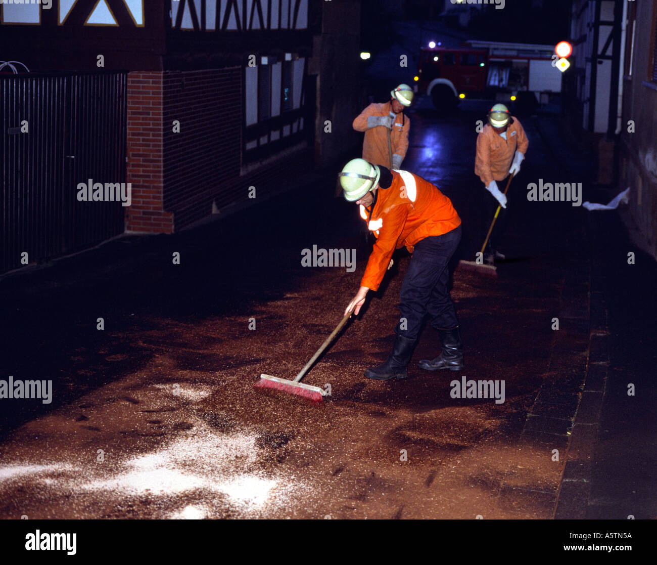 eliminating spoors cleaning the street after a traffic accident Stock ...