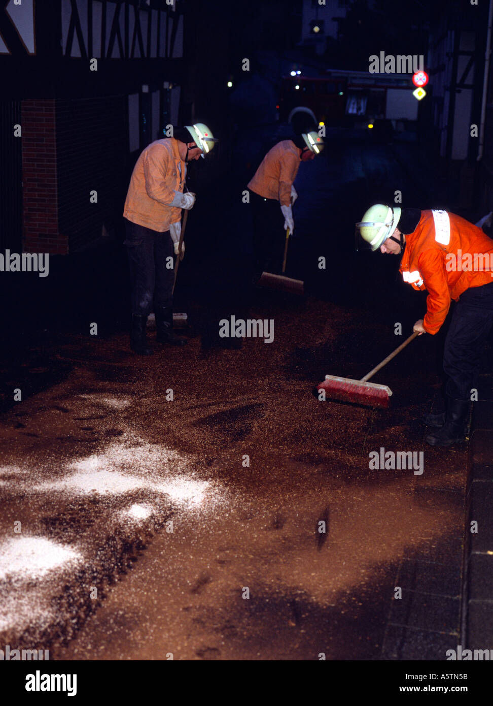 eliminating spoors cleaning the street after a traffic accident Stock ...