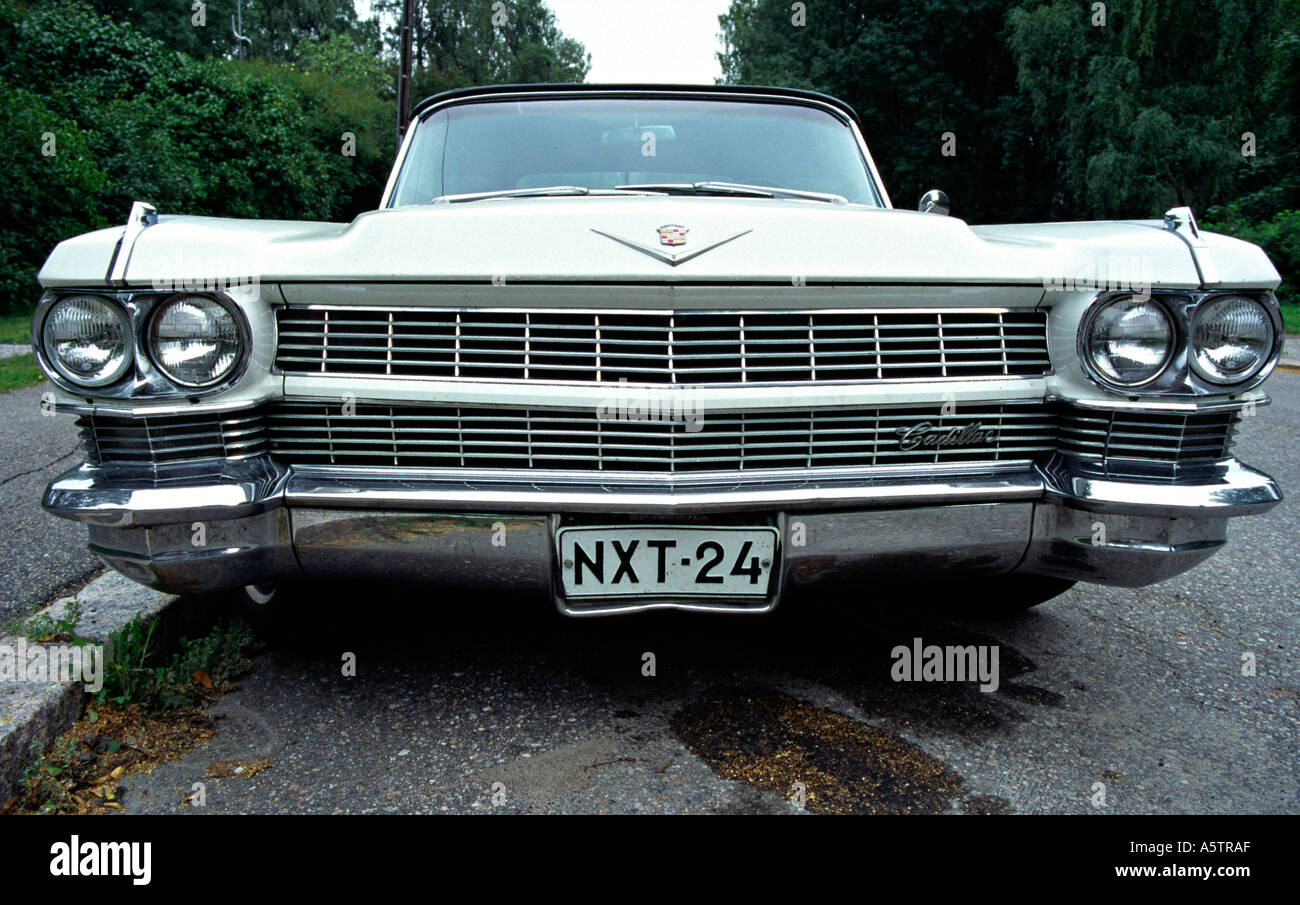 front of a big american oldtimer car Cadillac Stock Photo - Alamy