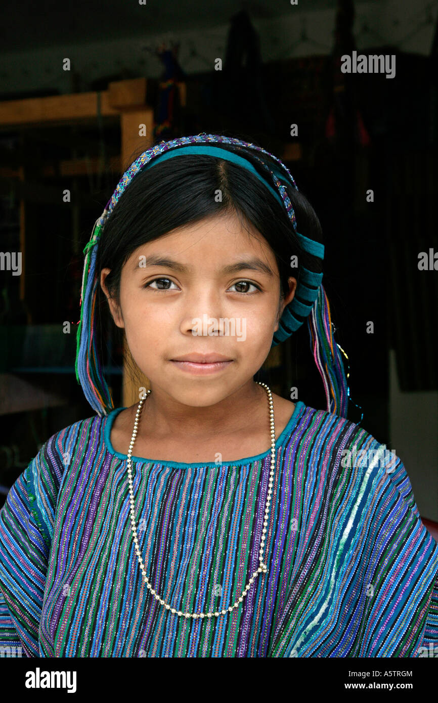 Painet jj1577 guatemala girl traditional handwoven clothes santa ...