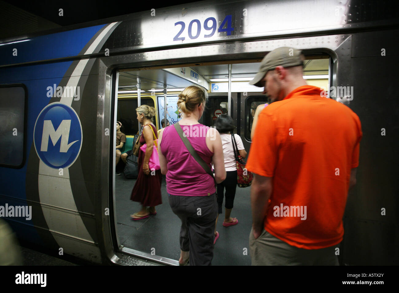 Horizontal landscape detail of underground in Copacabana Metro tube ...