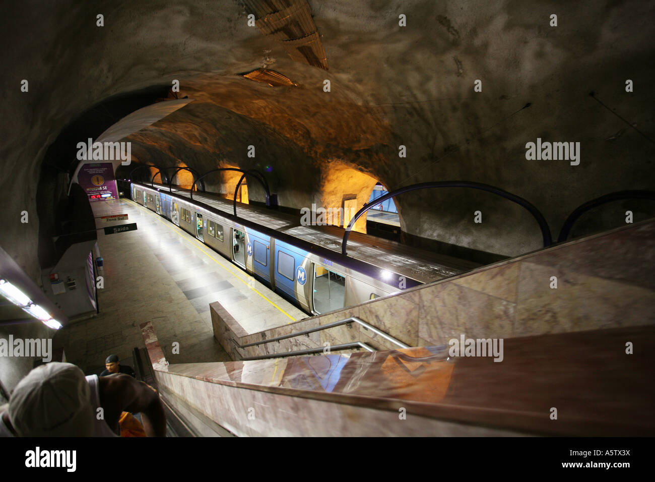 Horizontal landscape detail of underground in Copacabana Metro tube ...