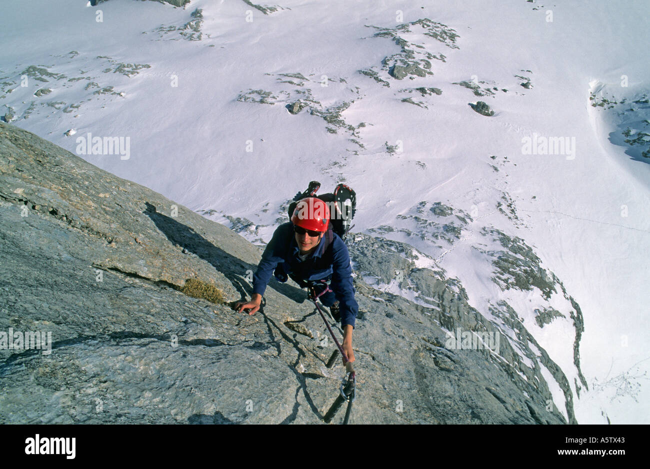 Climber on the via ferrata Wildkar Dachstein Austria Stock Photo - Alamy