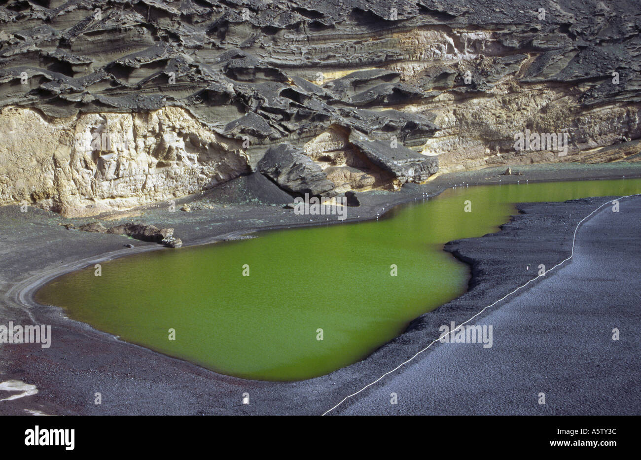 El Golfo Lanzarote a greene lagoon in the lava Stock Photo - Alamy