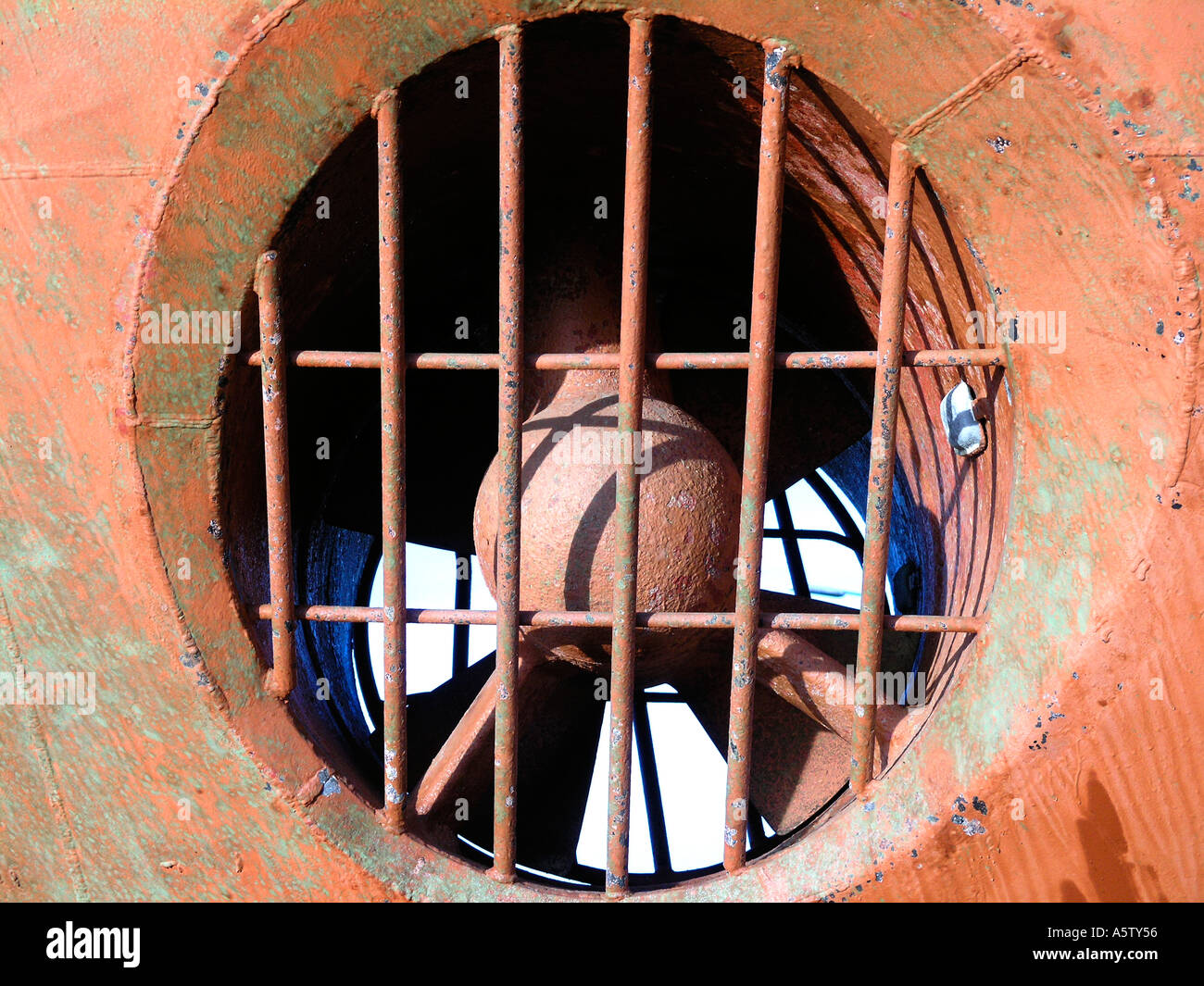 Close up of bow propeller on big industrial fishing trawler Stock Photo ...