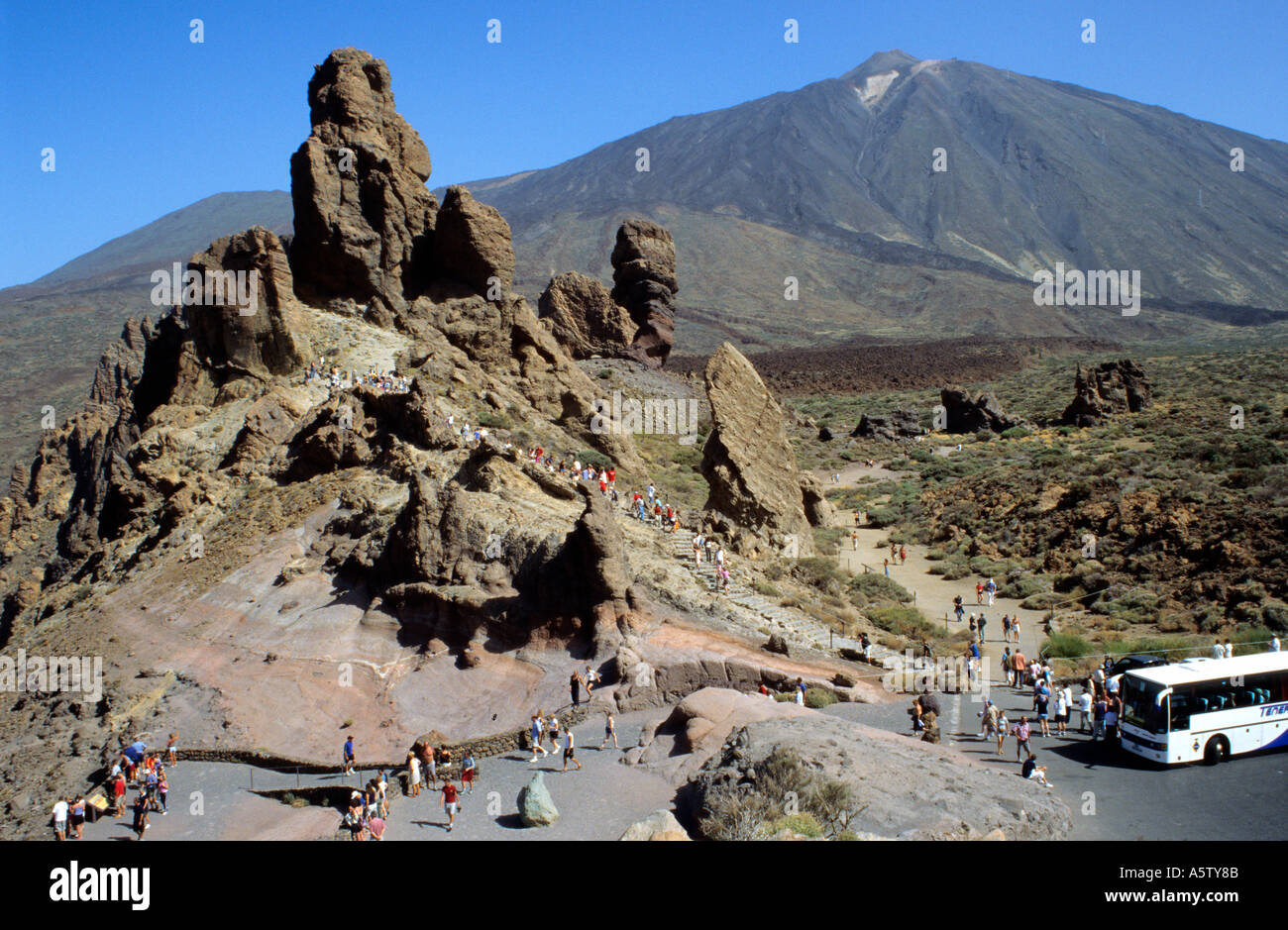 Las Canadas mountains of Lava with the Teide Teneriffa Stock Photo - Alamy