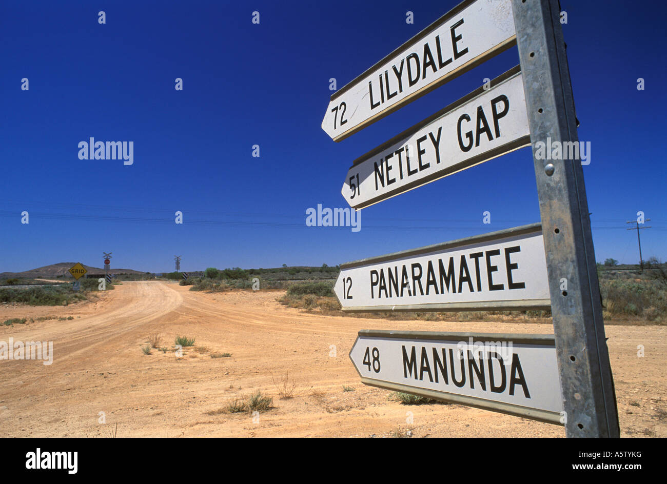 Signpost off the Barrier Highway in South Australia Stock Photo - Alamy
