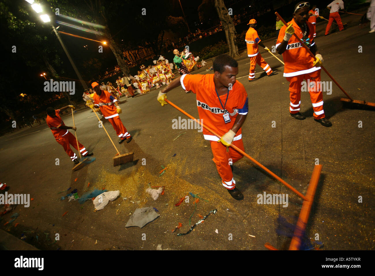 Workers clear up sweeping streets after carnival, Rio de Janeiro parade ...