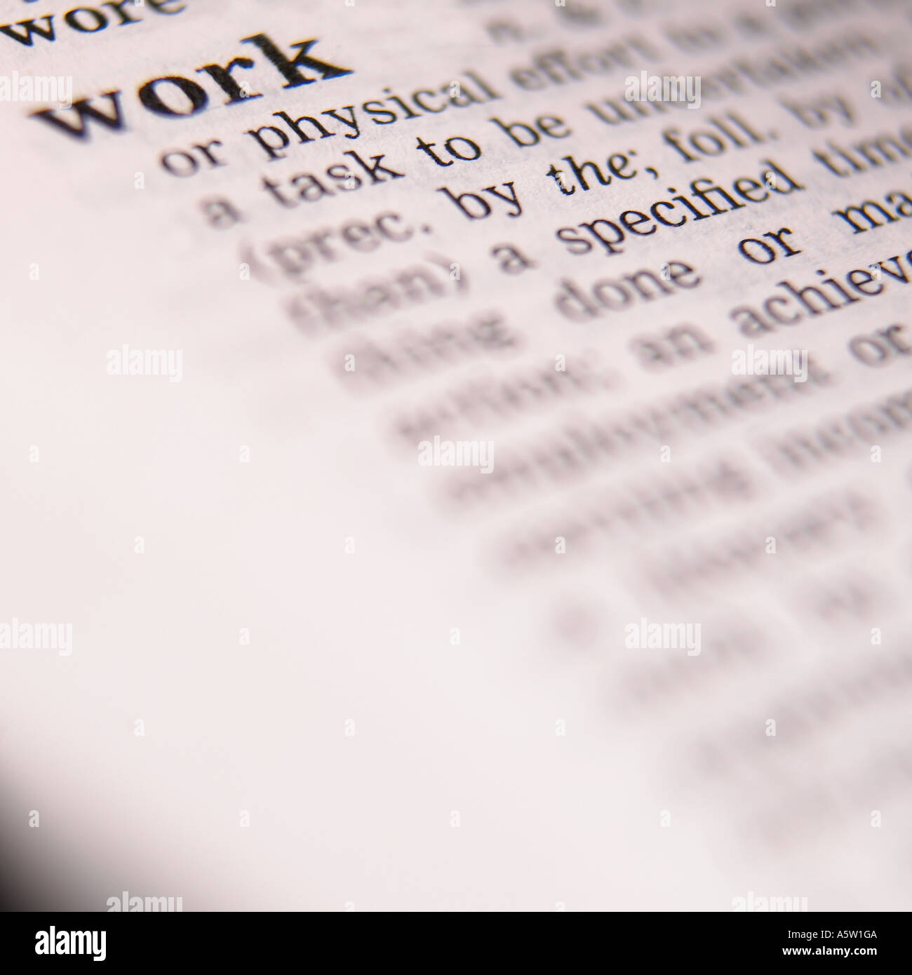 the word work described in the dictioanry Stock Photo - Alamy