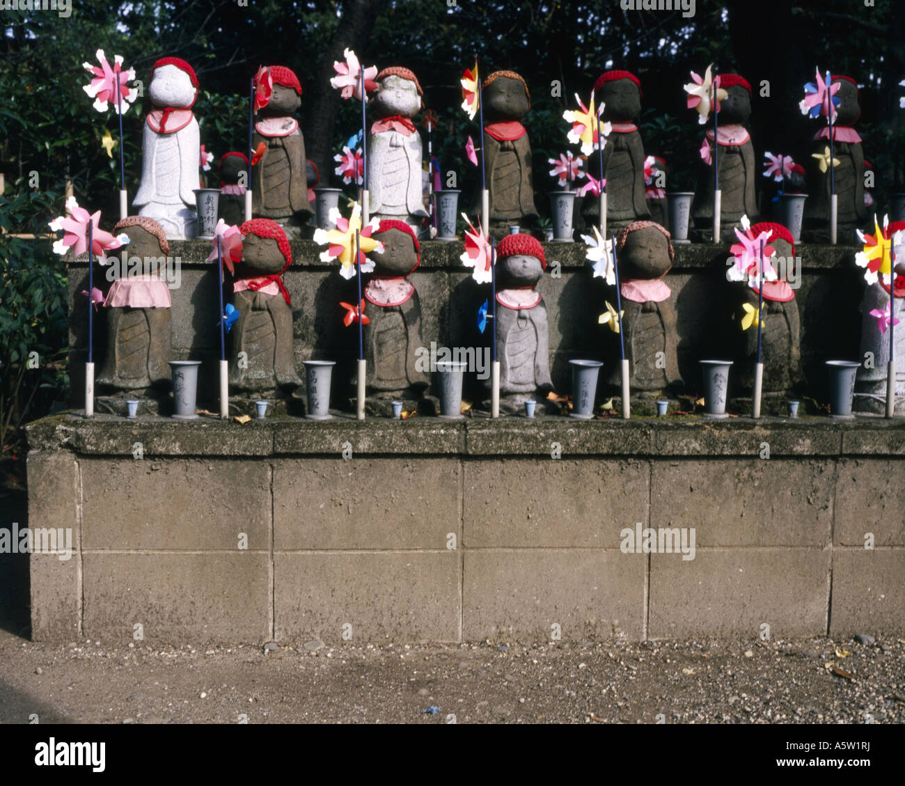 Statues of Jizo,patron saint of travelers,each one for the soul of ...