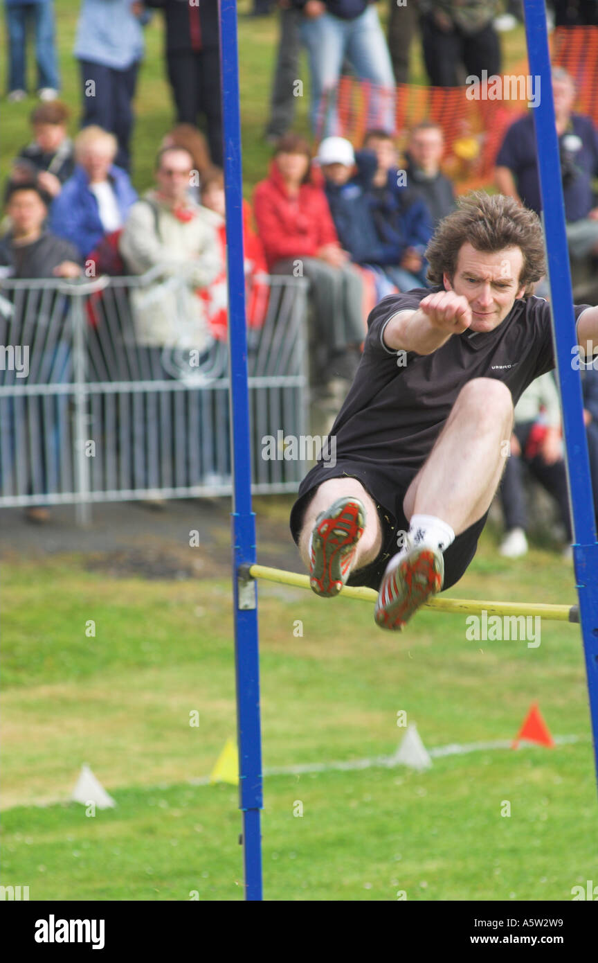 High jump competition at Portree Highland Games on Isle of Skye in ...