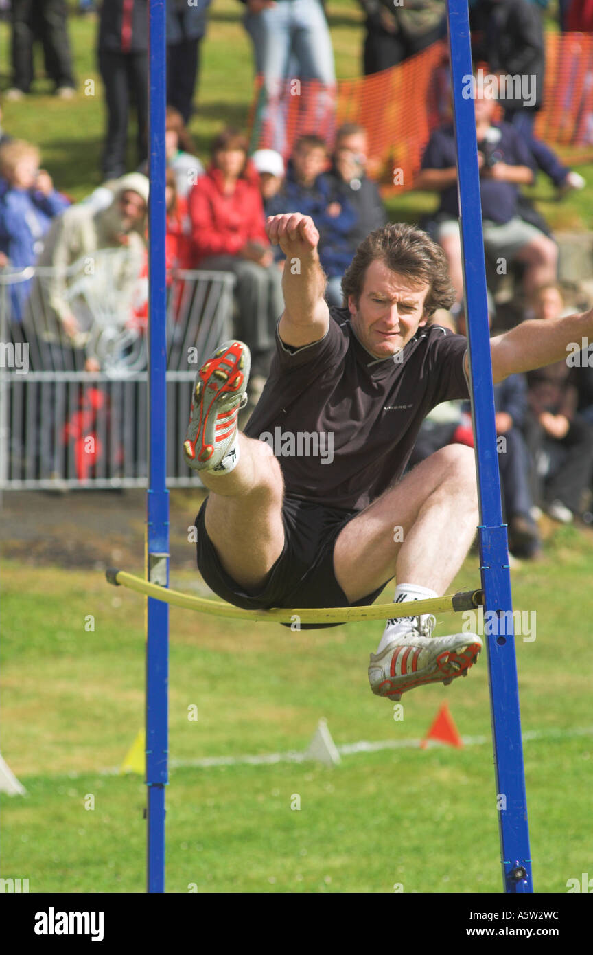 High jump competition at Portree Highland Games on Isle of Skye in ...