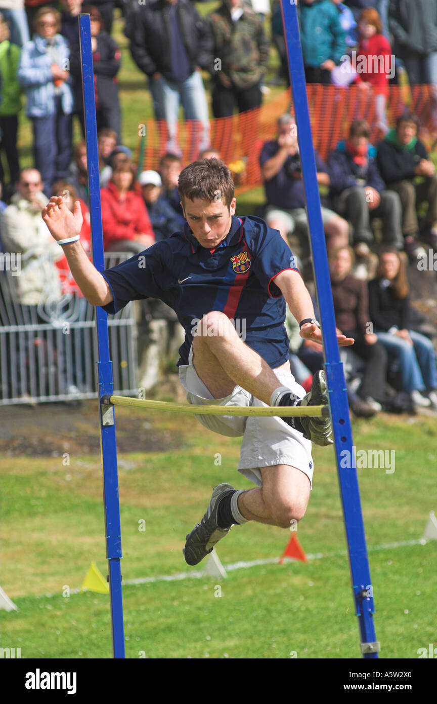 High jump competition at Portree Highland Games on Isle of Skye in ...