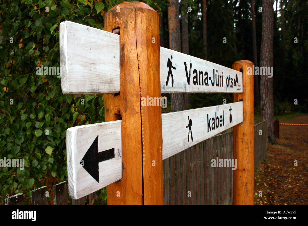 Walking trail sign in lahemaa national park hi-res stock photography ...