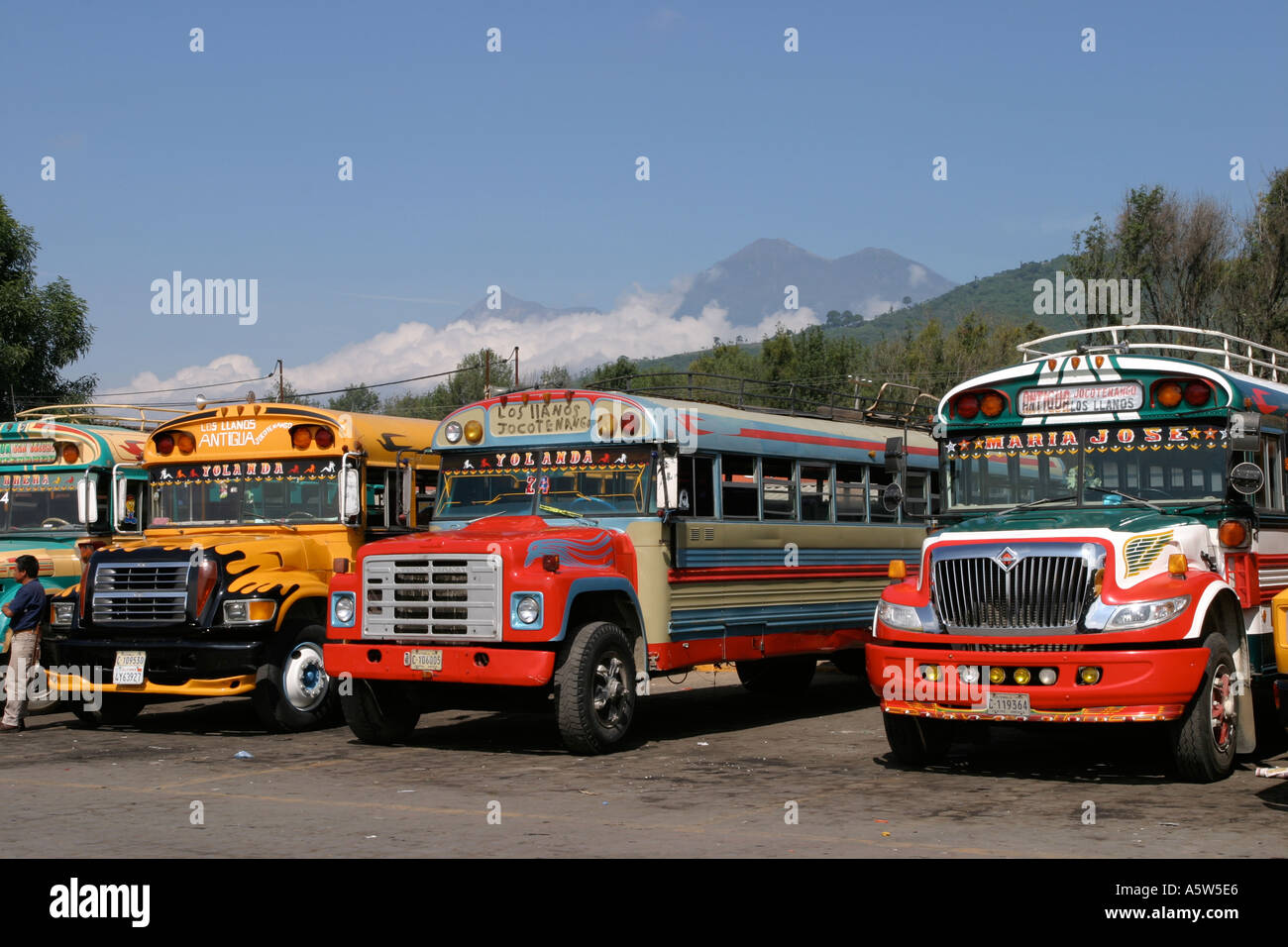 Chicken Buses Antigua Guatemala Stock Photo - Alamy