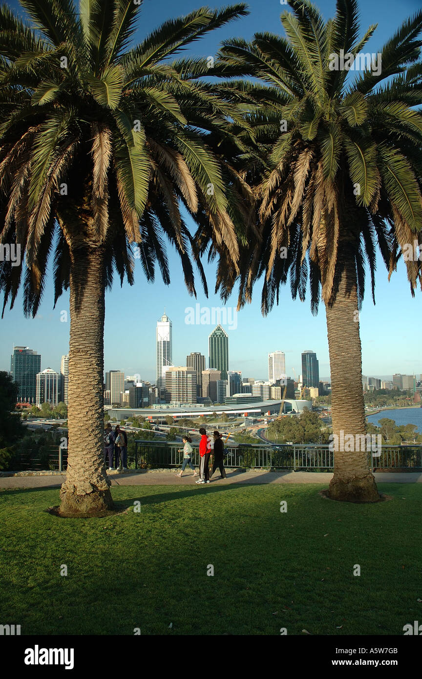 City of Perth in the evening from Kings Park Western Australia Stock ...