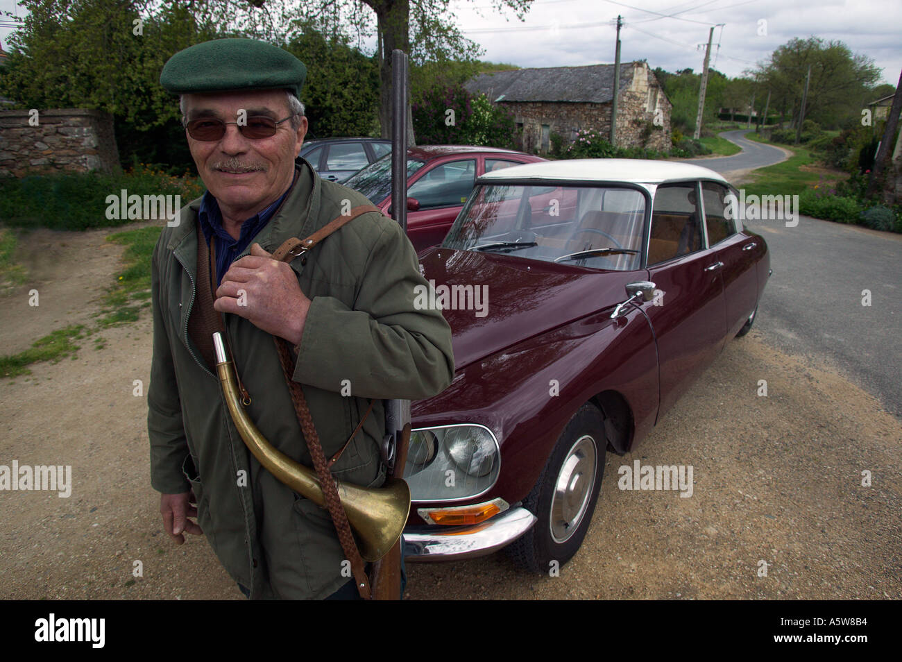 French fox hunter with car Stock Photo - Alamy