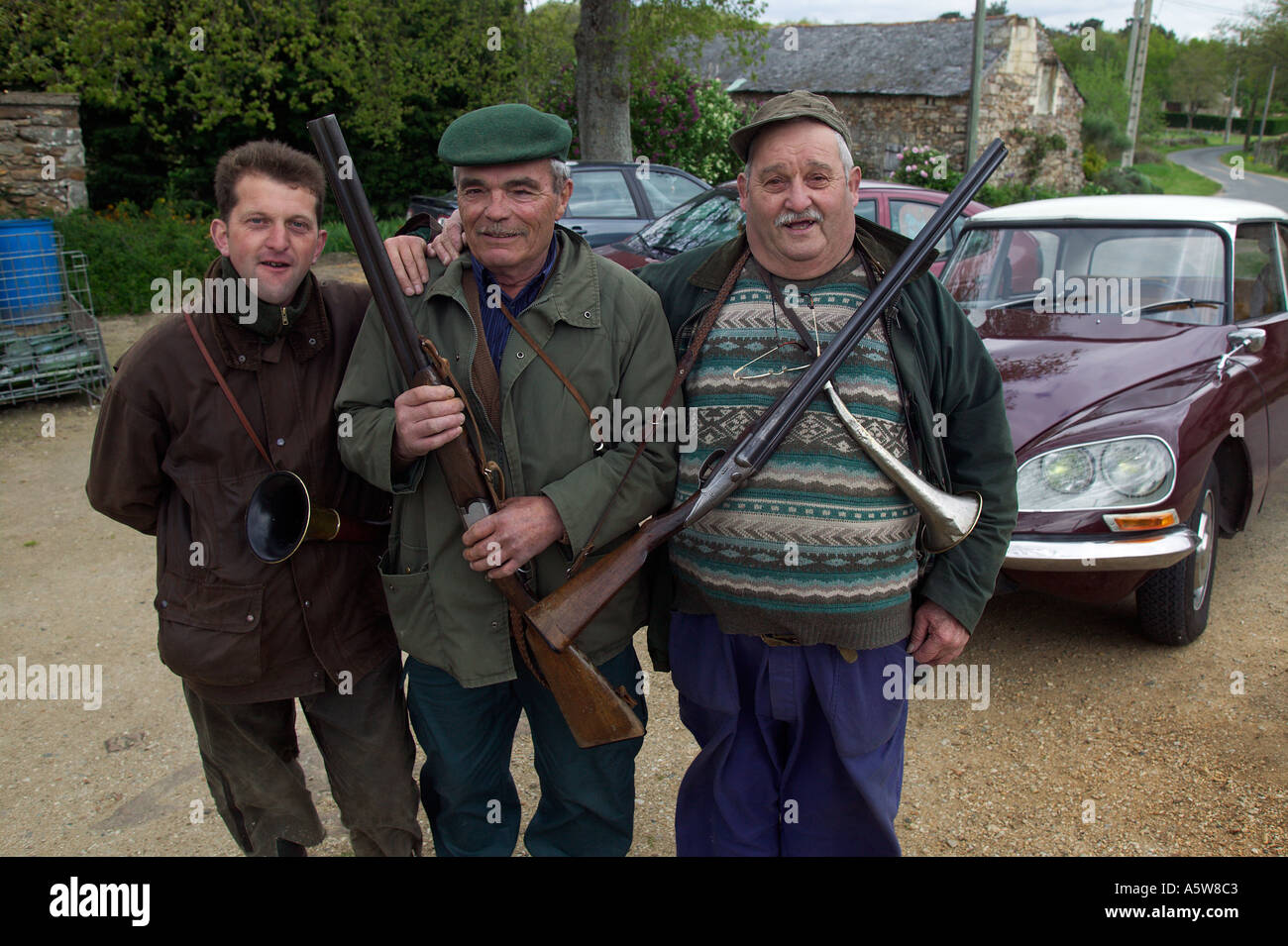 three French fox hunters Stock Photo - Alamy