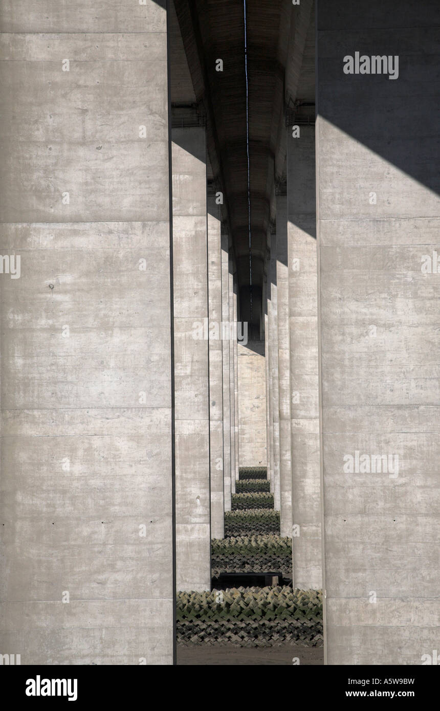 Huge concrete support pillars Orwell bridge, Suffolk, England Stock ...