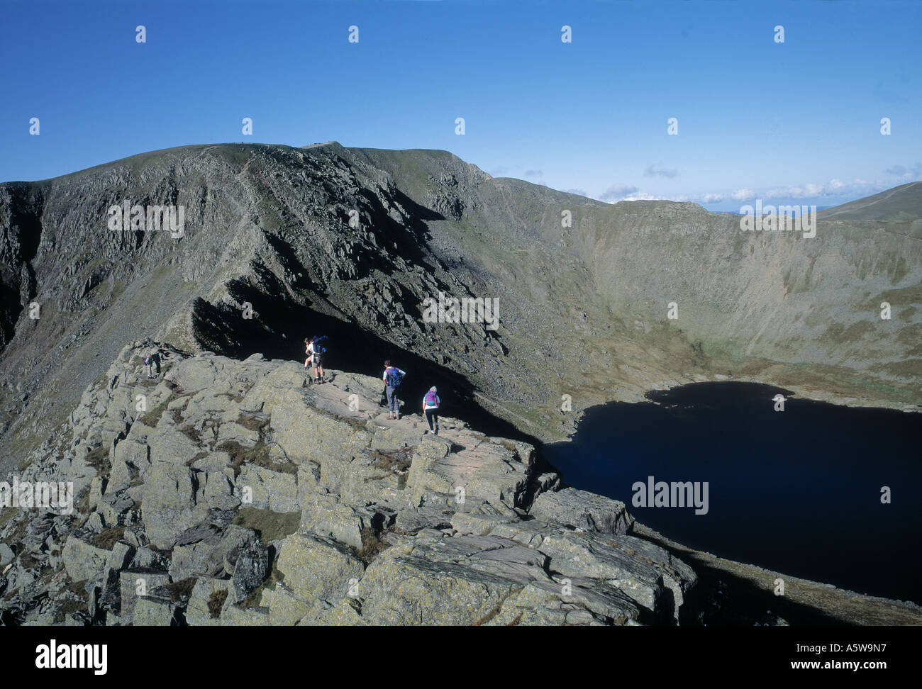 Helvellyn and the craggy crest of Striding Edge and Red Tarn one of the ...