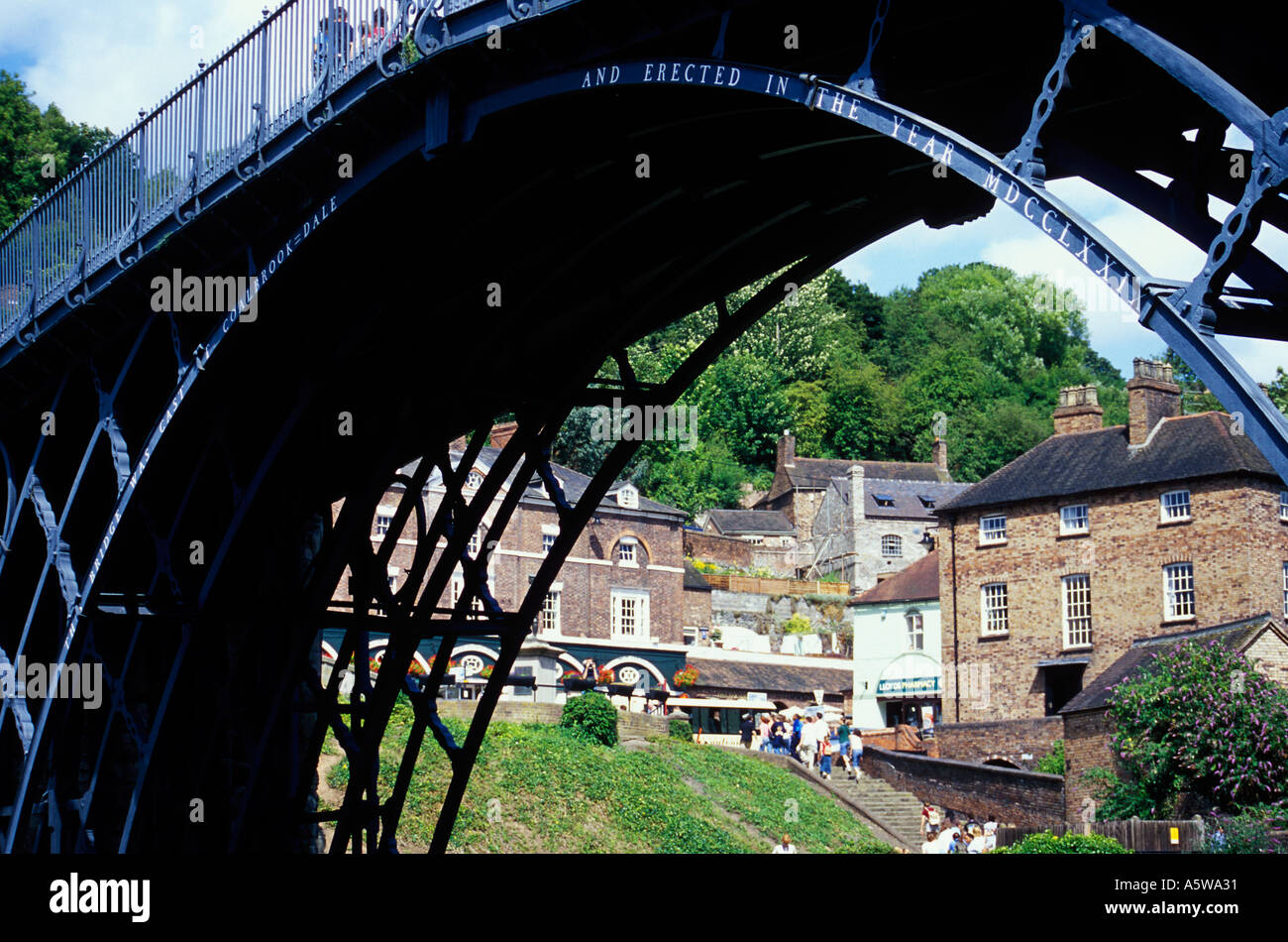 The first ever built bridge made of iron at Ironbridge Shropshire UK ...