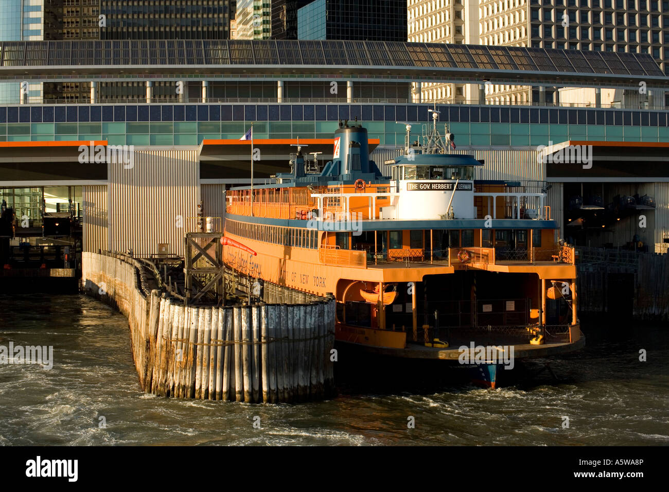 Staten Island Ferry in the Manhattan Ferry Terminal in New York City ...