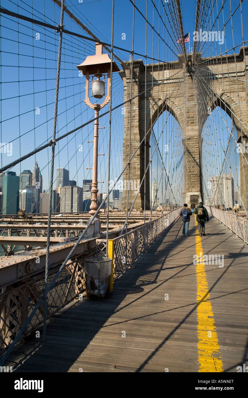 The Brooklyn Bridge looking towards Manhattan New York City USA 2007 ...