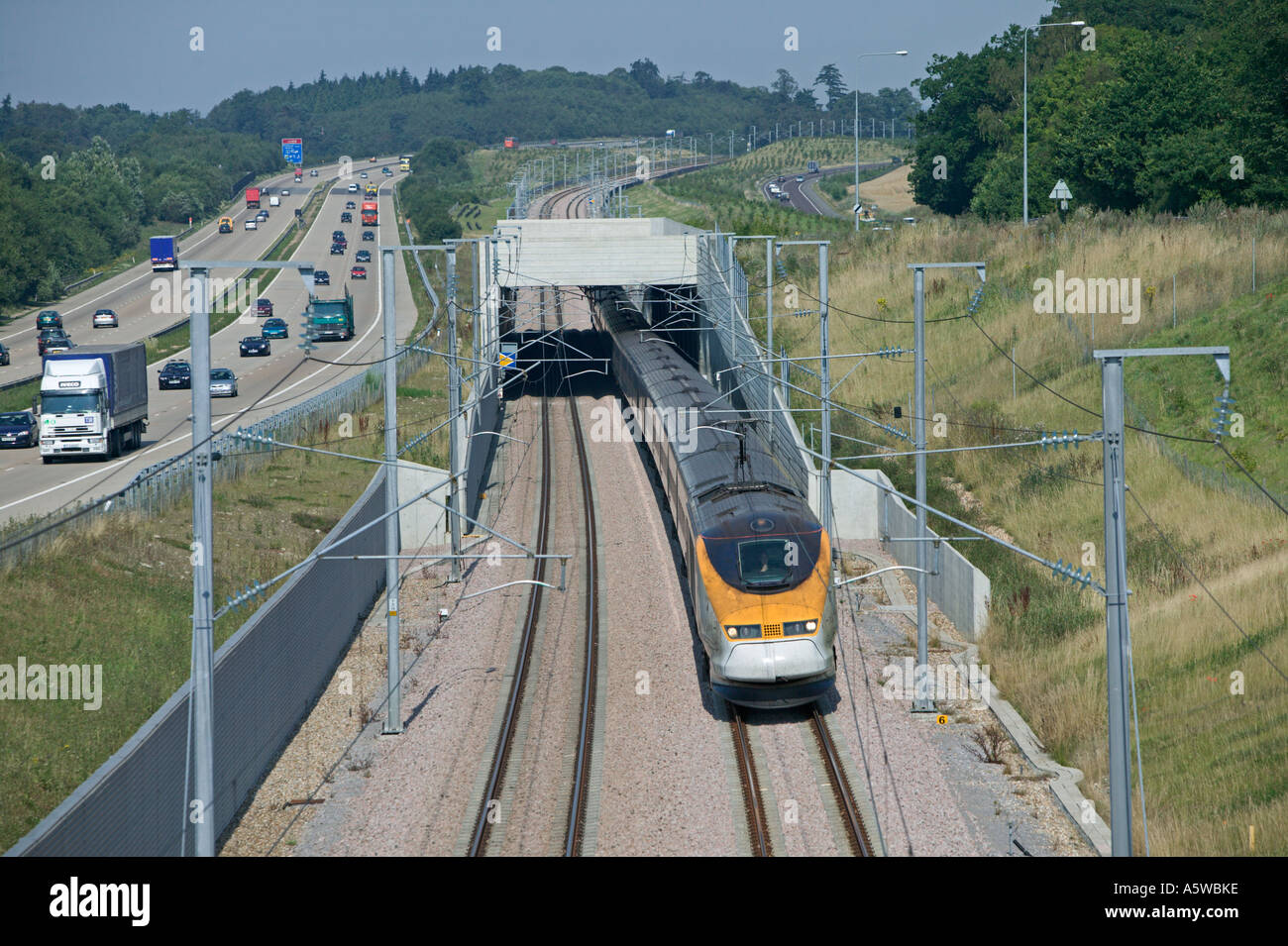 Eurostar train operating on the High Speed One (Channel Tunnel Rail ...