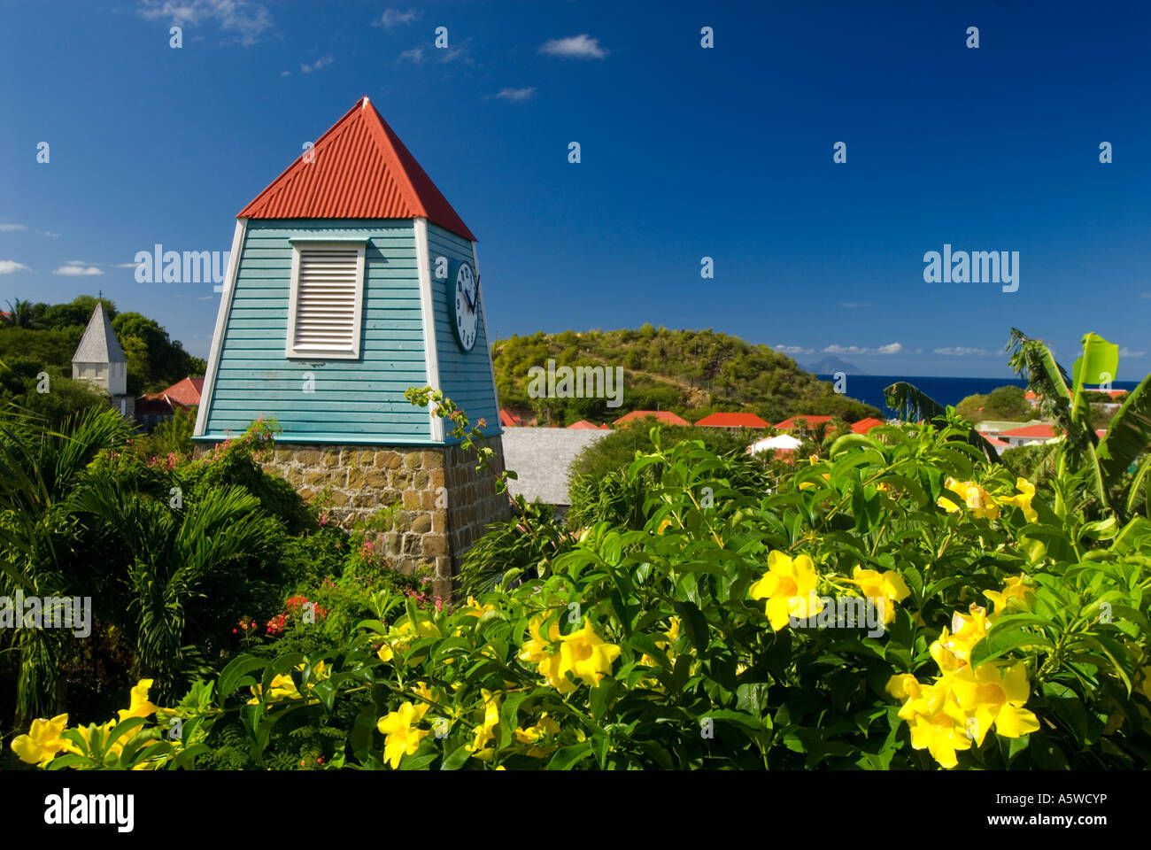 Swedish clock tower Gustavia St. Barths Stock Photo - Alamy