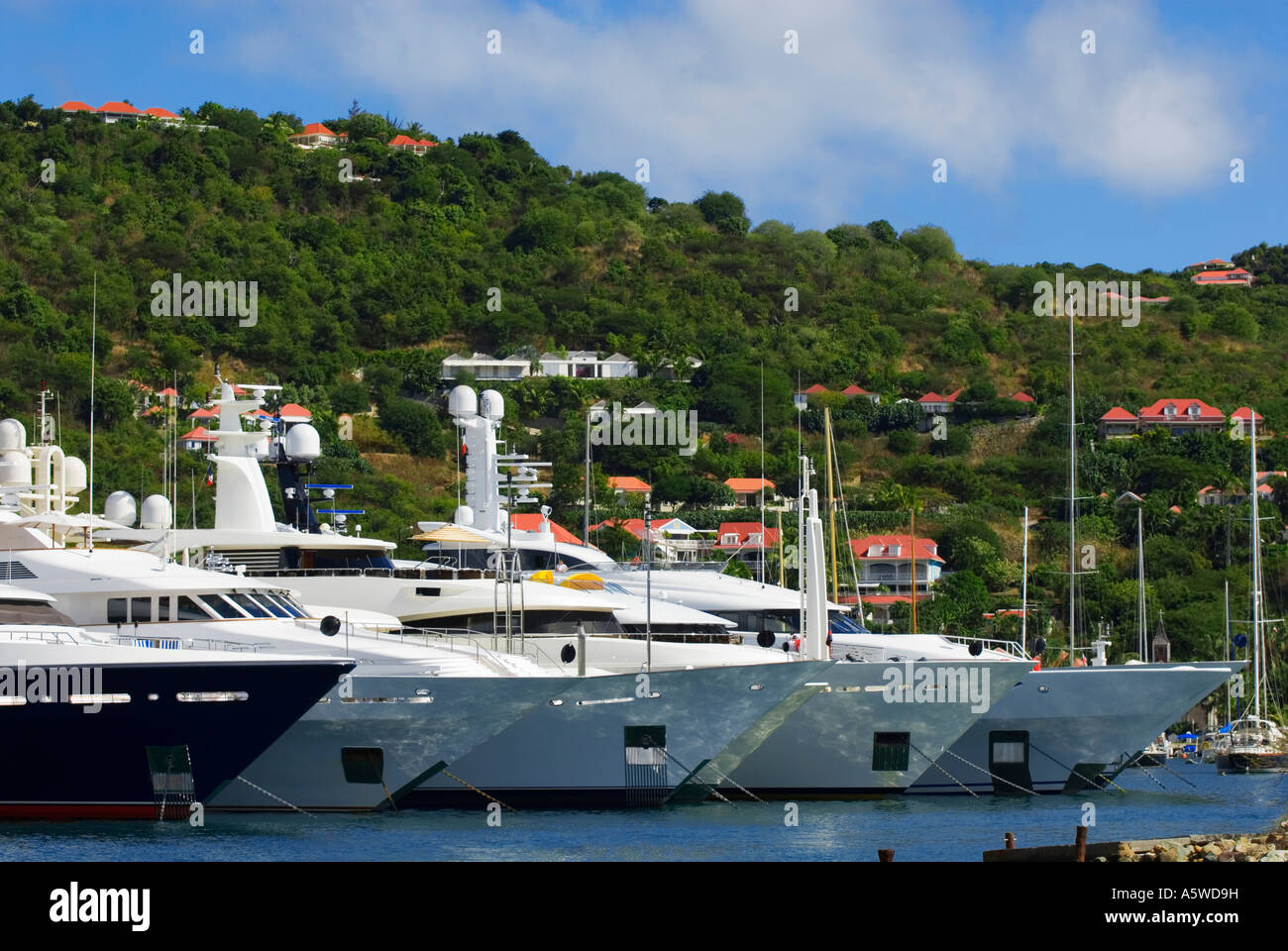Mega Yachts Gustavia harbour St. Barths FWI Stock Photo - Alamy