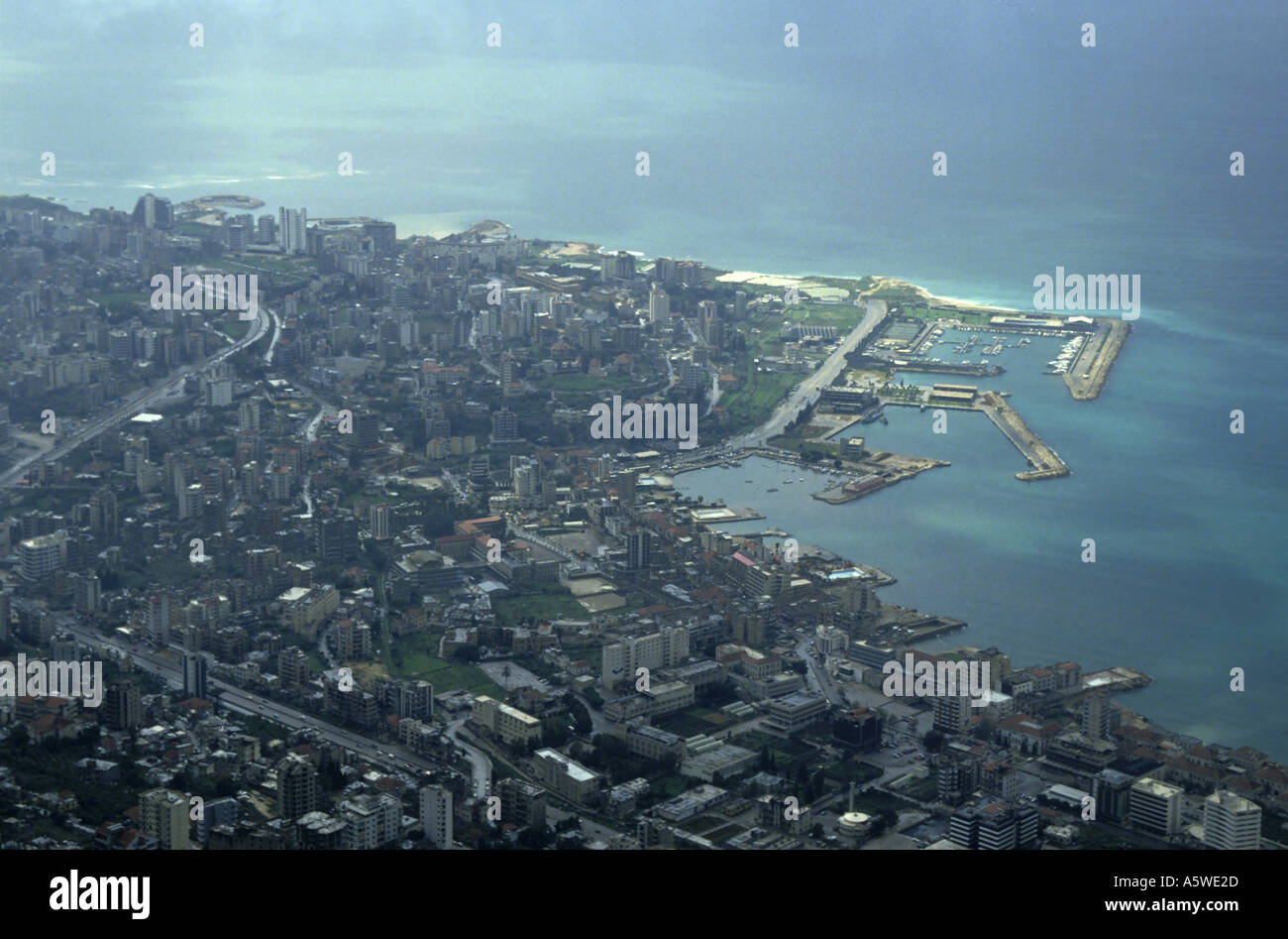 Lebanon Beirut Aerial View Of The Jounieh Bay From Harissa Stock Photo ...
