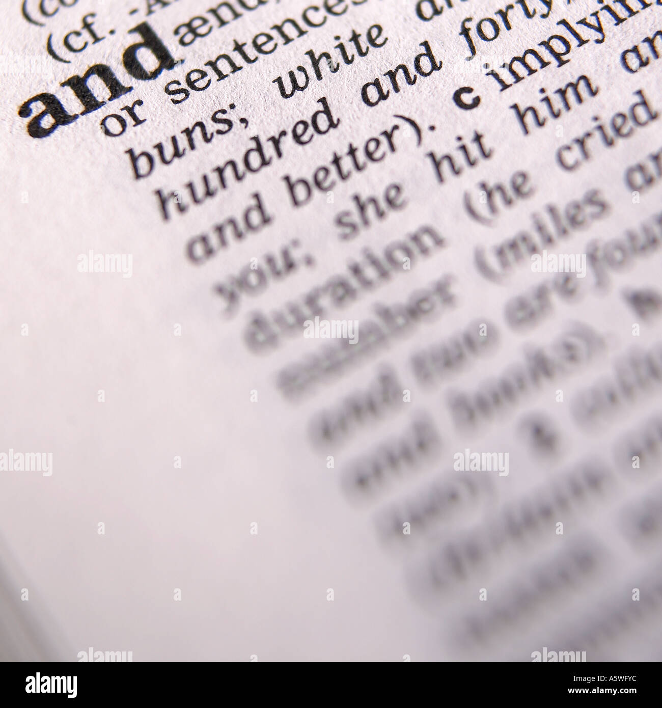 the word and described in the dictionary Stock Photo - Alamy